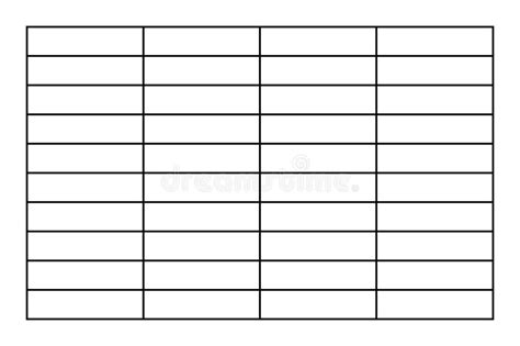 Minimalist Black And White Grid Table With Bold Lines And Empty Rectangular Cells Stock