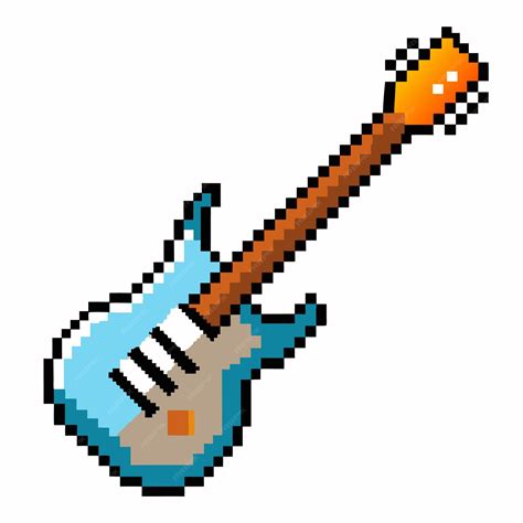 Premium Vector Pixel Art Electric Guitar Icon With Retro 8 Bit Style