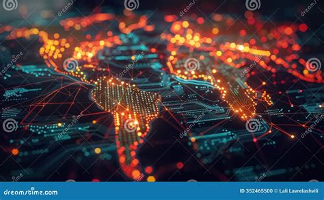 World Map Global Network And Connectivity Data Transfer And