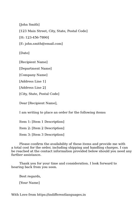 2 Examples Of Order Letter Example