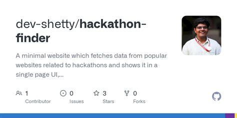 github dev shetty hackathon finder a minimal website which fetches