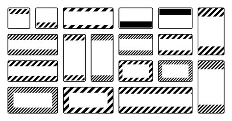 Различные пустые черные предупреждающие знаки с диагональными линиями Внимание опасность или