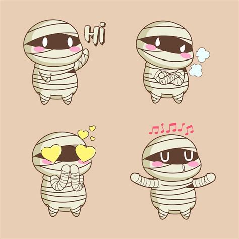 Premium Vector Cute Mummy Halloween Vector Cartoon Set