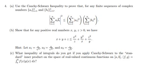 Solved A Use The Cauchy Schwarz Inequality To Prove That