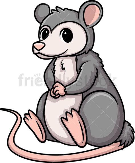 Chibi Kawaii Opossum Clipart Cartoon Vector Friendlystock