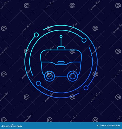 Autonomous Delivery Robot Icon Linear Design Stock Vector Illustration Of Package Smart