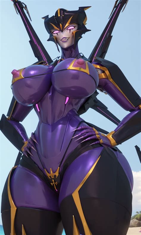 Rule 34 3d Artwork Airachnid Beach Big Breasts Bikini Da Fembot Maker Ai Evil Smile Female
