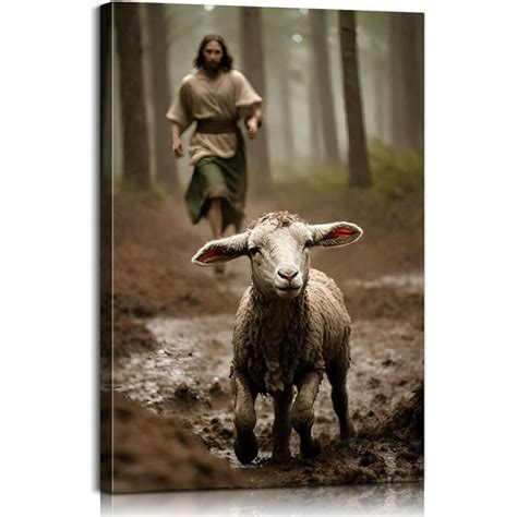 Aatoeax Jesus Wall Art Christian Wall Art Jesus Running After Lost Lamb