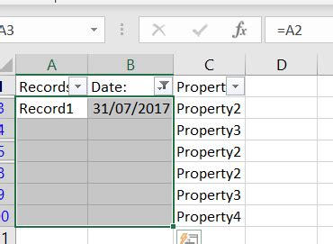 How To Drag Down Data In Already Filled Column In Excel Stack Overflow