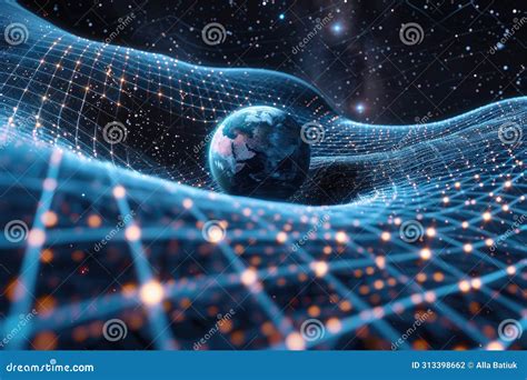Gravity Planet Earth Gravitational Waves Concept Physical And Technology Background Design