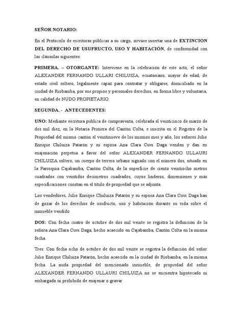Extincion Del Derecho De Usufructo Uso Y Habitación Pdf