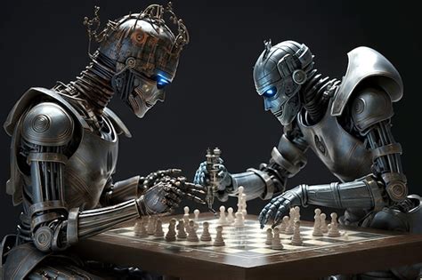 premium photo robots play chess generative ai