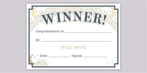 Celestial Themed Winner Certificate Teacher Made Twinkl