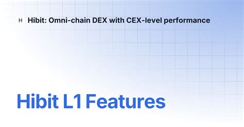 Hibit L1 Features Hibit Omni Chain Dex With Cex Level Performance