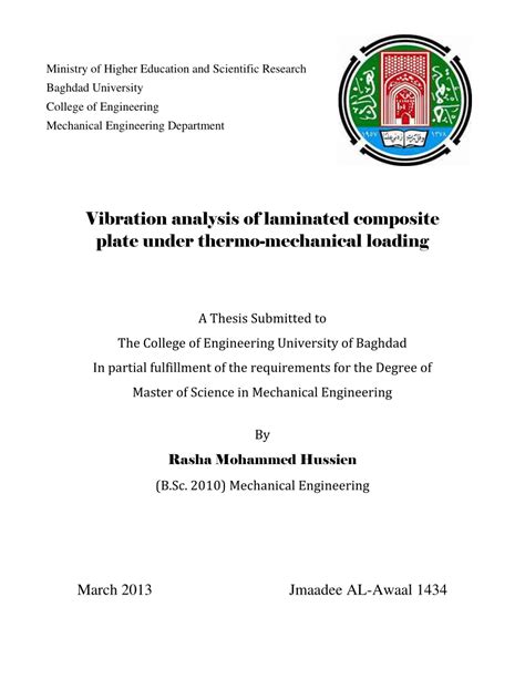 Pdf Vibration Analysis Of Laminated Composite Plate Under Thermo