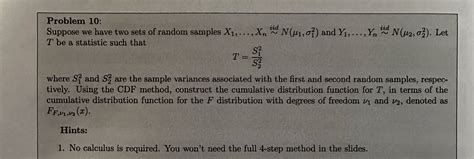 Solved Problem 10 Suppose We Have Two Sets Of Random
