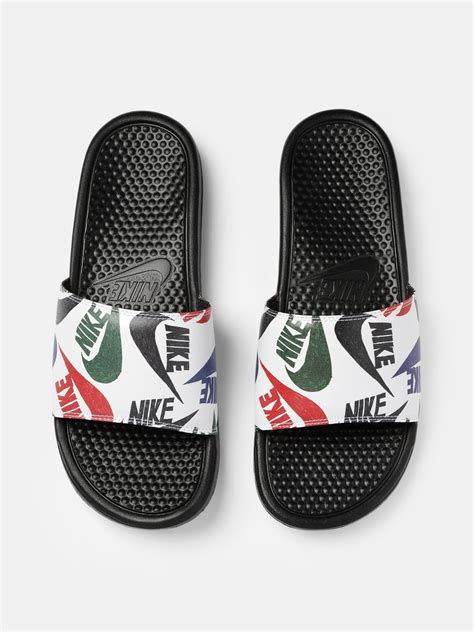 Buy Nike Men White Printed Benassi Jdi Sliders Flip Flops For Men