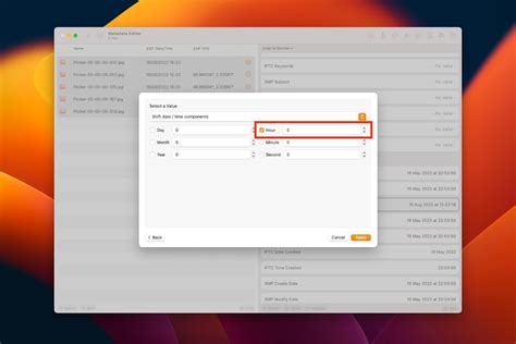 how to shift date metadata tags for a bunch of files