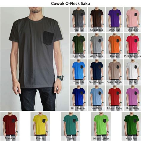 Tshirt Kaos Polos Oneck Pria Saku Hitam Combed Murah Grosir Indotees Factory Jual