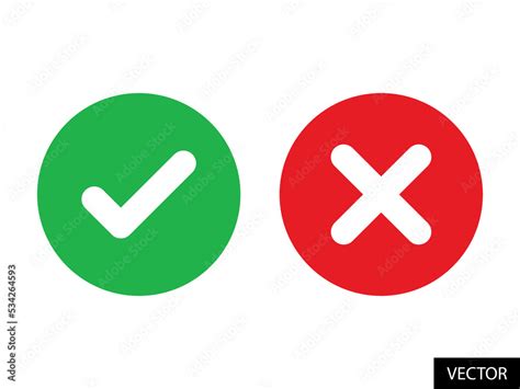 Tick And Cross Check Mark Vector Icons In Flat Style Design For Website
