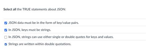 Solved Select All The True Statements About Json Json Data