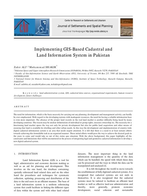 Implementing Gis Based Cadastral And Land Information System In Pakistan Download Free Pdf