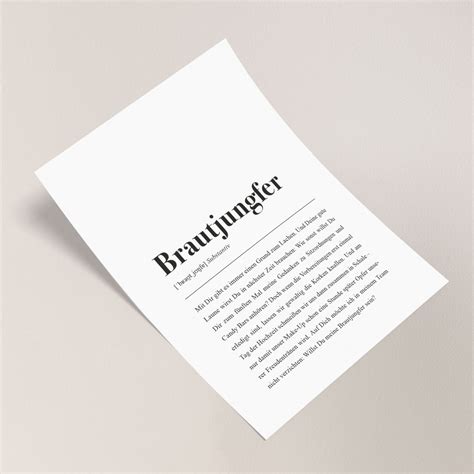 Brautjungfer Definition DIN A4 Poster Selekkt