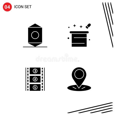 Groep Van 4 Vaste Glyphs Tekens En Symbolen Voor Snoepfolie Omhulsel