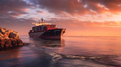 Premium Ai Image A Photo Of A Cargo Ship Sailing On Open Waters