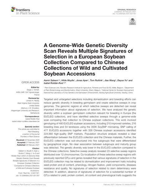 Pdf A Genome Wide Genetic Diversity Scan Reveals Multiple Signatures