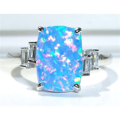 Jewelry 925 Sterling Silver Lab Created Blue Lavender Fire Opal Cz