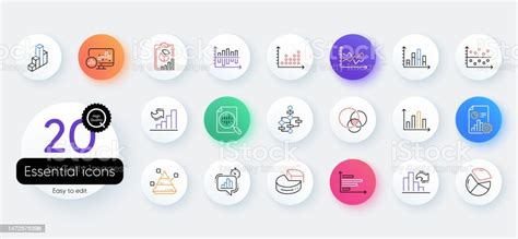 Charts And Diagrams Line Icons Set Of 3d Chart Block Diagram And Dot