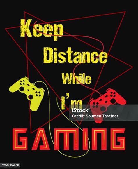 Jaga Jarak Sementara Saya Bermain Game Mengutip Ilustrasi Vektor Grafis