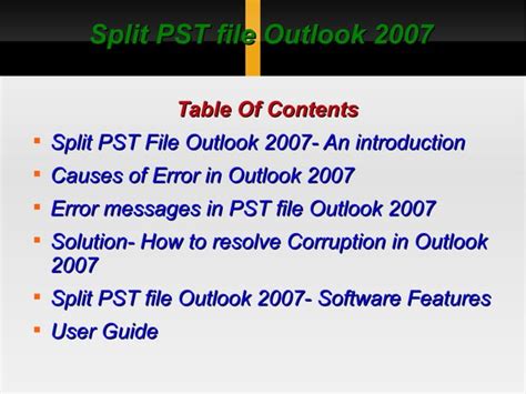 Easy Way To Split File In MS Outlook PPT