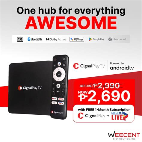 Cignal Play Tv Android Box 4k Hd With Free 1 Month Cplay And Pilipinas