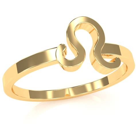 Leo Zodiac Sign Ring In Solid 10k Yellow Gold Gems Of Zodiac