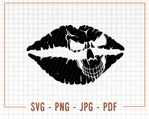 Lip Skull Print Kiss Svg Digital Download Cricut Silhouette