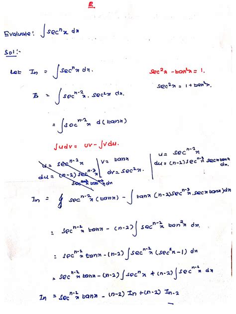 Reduction Formula For Sec X Pdf