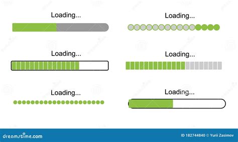 Loading Bar Progress Icons Load Sign Green Vector Illustration System Software Update And