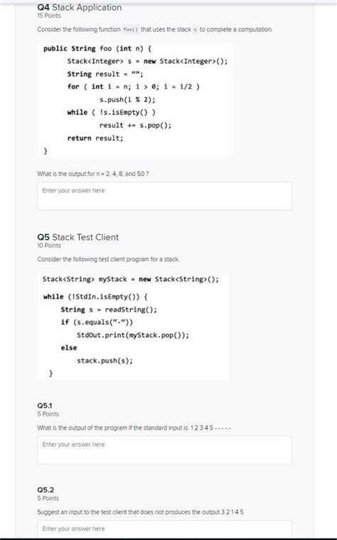 Solved Q Stack Application Points Consider The Following Chegg