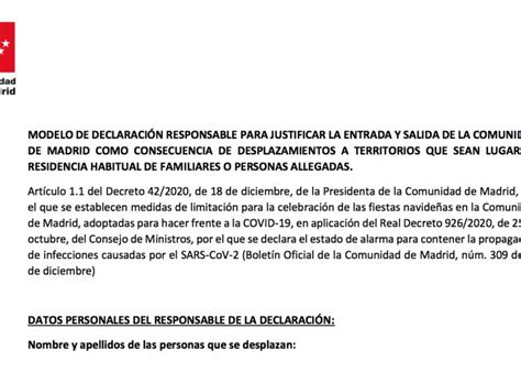 Descarga Aquí El Modelo De Declaración Responsable Para Justificar La
