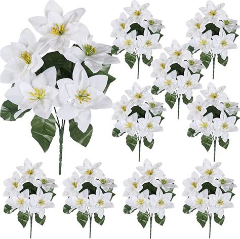 Huaesin 5 Heads 10pcs Christmas Flowers Artificial