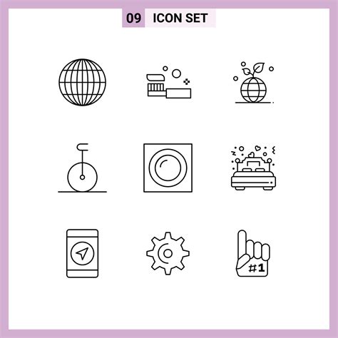 Pack Of 9 Creative Outlines Of Light Interior Growth Transport Circus