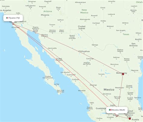 All Flight Routes From Morelia To Tijuana Mlm To Tij Flight Routes