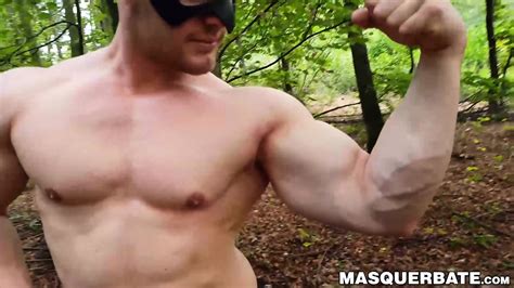 Muscular Dude Strokes His Cock Outdoors While Wearing A Mask Eporner