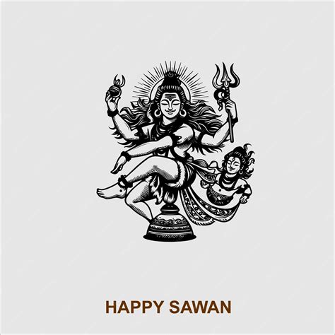 Happy Shravan Maas Indian Hindu Festival Vector Illustration Premium