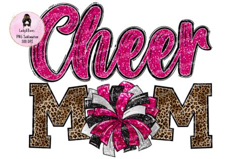 Glitter Cheer Mom Pink Pompom Leopard Graphic By Ladyandbuns · Creative