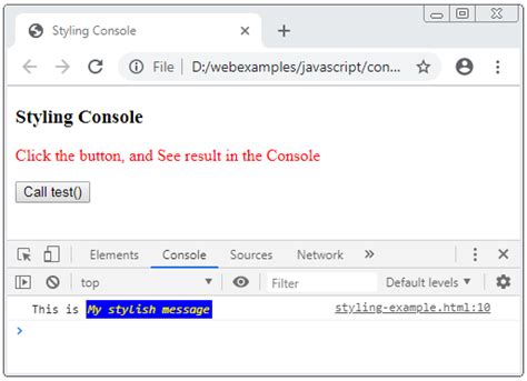 javascript console tutorial with examples
