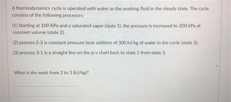 Solved A Thermodynamics Cycle Is Operated With Water As The