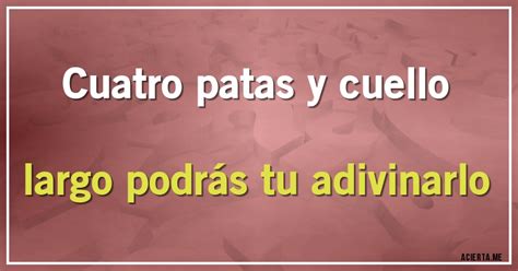 Cuatro Patas Y Cuello Largo Podrás Tu Adivinarlo